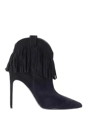 Saint Laurent Fringed Suede Stiletto Boots - Black