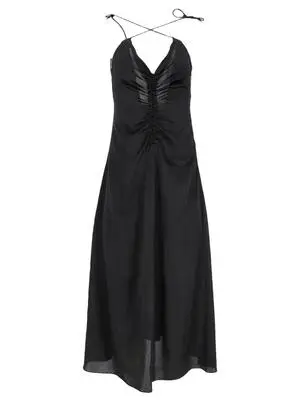 Sandro Ruched Spaghetti Strap Dress - Black