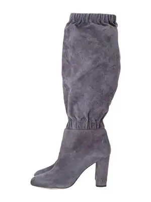 JIMMY CHOO Maxyn Almond-toe Suede Boots - Grey