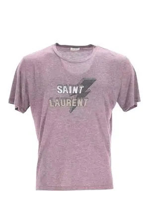 Saint Laurent Logo Print Cotton T-shirt - Purple