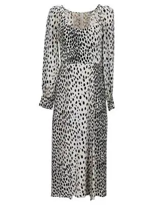 REFORMATION Animal-print Smocked-waist Midi Dress - Neutrals