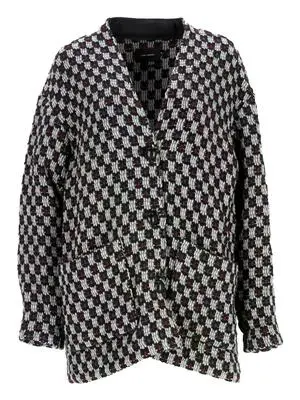 ISABEL MARANT VINTAGE Dianeline Woven V-neck Coat - Black