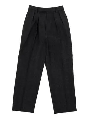 Celine Pleated Plaid Trousers - Black