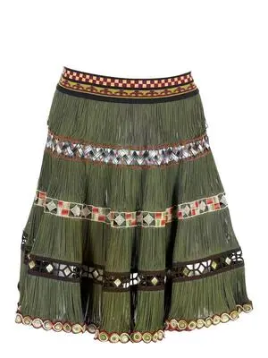 JEAN PAUL GAULTIER Fringed Midi Skirt - Green