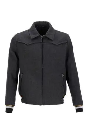 LANVIN Zipped Wool Bomber Jacket - Grey