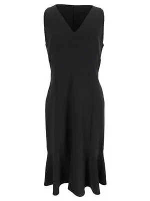 Max Mara V-neck Sleeveless Midi Dress - Black