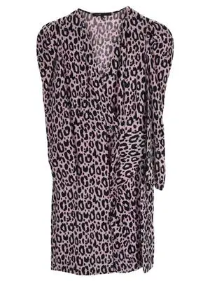 Maje Animal-print V-neck Mini Dress - Pink