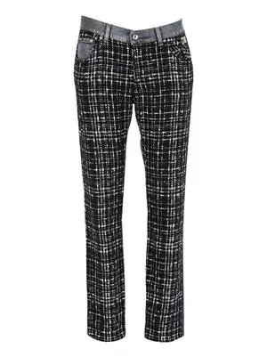 Dolce & Gabbana Tweed Insert Cotton Trousers - Blue
