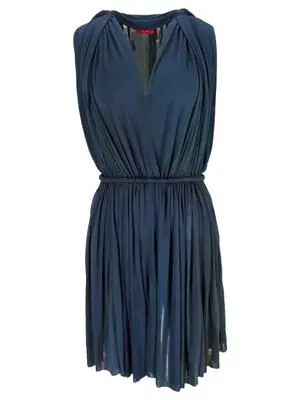 LANVIN V-neck Gathered Mini Dress - Blue