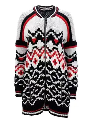 Maje Fair Isle Zip-front Cardigan - White