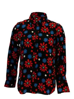 Saint Laurent Floral-print Button-down Shirt - Black