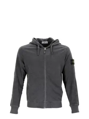 Stone Island Patch Zipped Hoodie - Grey