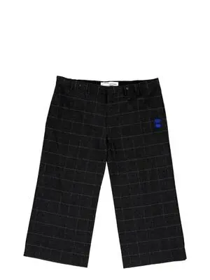 Off-White Checkered Wide Leg Trousers - Grey