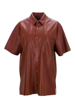 Nanushka Adam Faux-leather Shirt - Brown