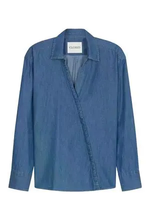 Closed Asymmetric Collared Shirt - Blue