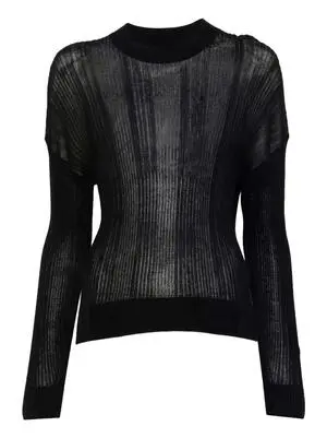 Eric Bompard Ribbed Round-neck Sweater - Black