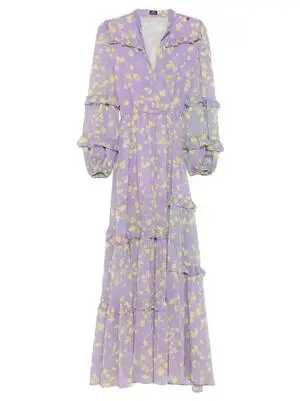 CATALINA D'ANGLADE Floral Ruffled Maxi Dress - Purple