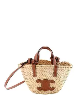 Celine Triomphe Basket Raffia Nano Shoulder Bag - Brown