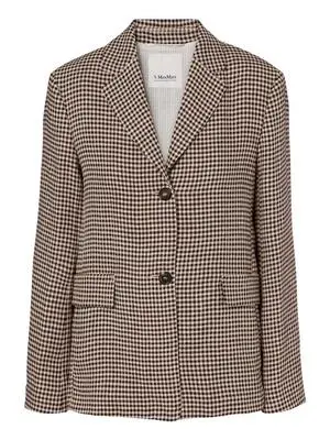 Max Mara Gita Checked Linen Blazer - Brown