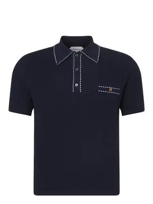 Versace Cotton Polo Sweater - Blue