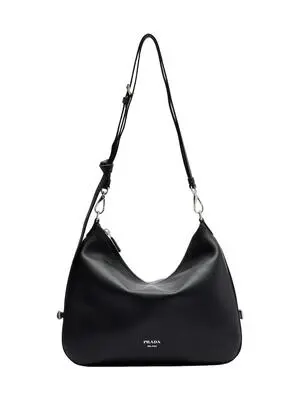 Prada Aimee Large Leather Shoulder Bag - Black