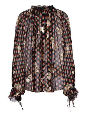 Etro Printed Silk-blend Blouse - Black