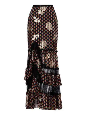 Etro Printed Silk-blend Maxi Skirt - Black