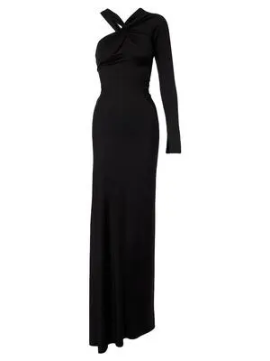 Victoria Beckham Ruched One-shoulder Maxi Dress - Black
