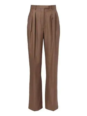 Loro Piana Chad Pleated Wide-leg Pants - Beige
