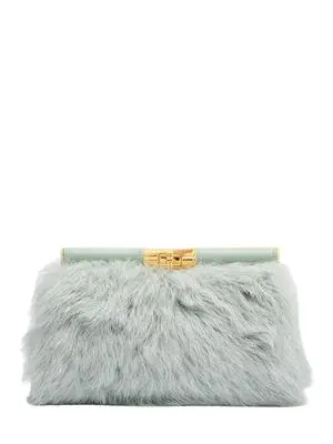Dolce & Gabbana Marlene Small Shearling Shoulder Bag - Green