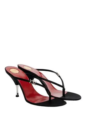 Saint Laurent Jerry Crepe Satin Thong Sandals - Black