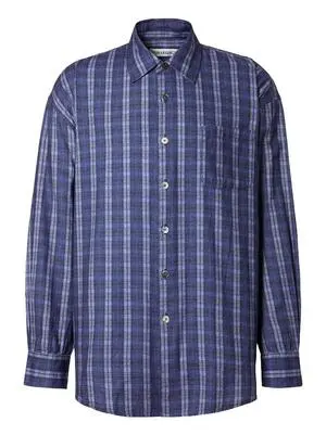 Our Legacy Borrowed Checked Cotton Shirt Blue