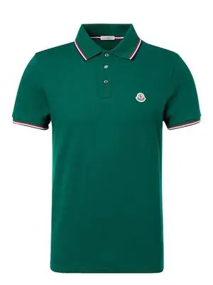 Moncler Logo Cotton Piqué Polo Shirt - Green