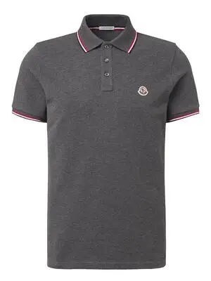 Moncler Logo Cotton Piqué Polo Shirt - Grey