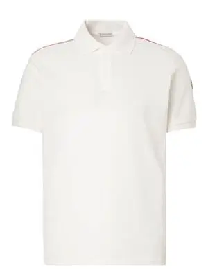 Moncler Logo Cotton Piqué Polo Shirt - White