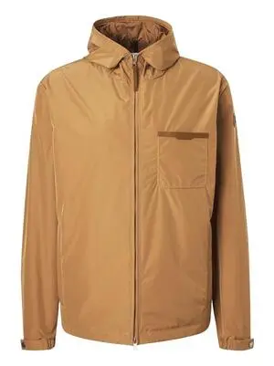 Moncler Leather-trimmed Hooded Jacket - Brown