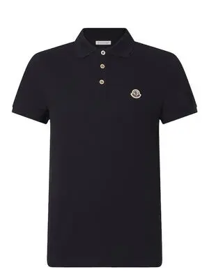 Moncler Cotton Piqué Polo Shirt - Blue