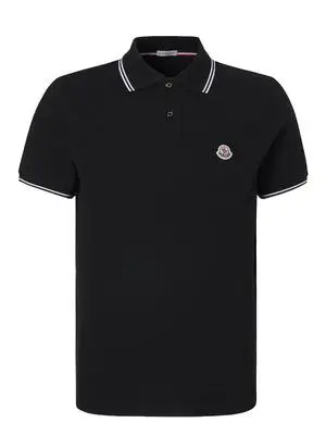 Moncler Cotton Piqué Polo Shirt - Black
