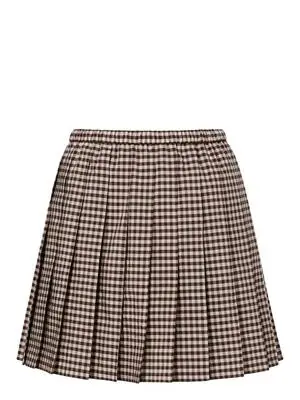 Moncler Gingham Pleated Mini Skirt - Brown