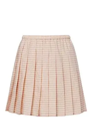 Moncler Checked Pleated Cotton-blend Miniskirt - White