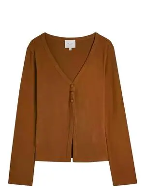 REFORMATION Millie Button V-neck Cardigan - Brown