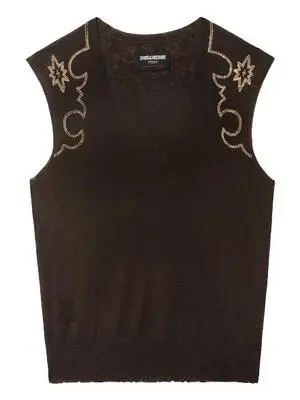Zadig&Voltaire Sleeveless Cashmere Sweater - Dark Chocolate