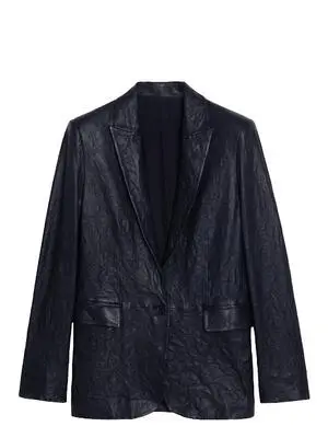 Zadig&Voltaire Valse Crinkled Leather Blazer - Encre
