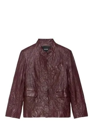 Zadig&Voltaire Veryn Crinkled Leather Blazer - Burgundy