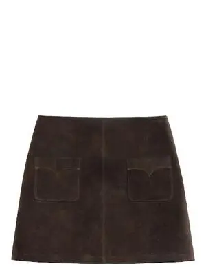 Zadig&Voltaire Jaime Suede Leather Skirt - Dark Chocolate