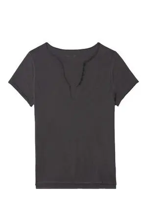 Zadig&Voltaire Tuni Henley T-shirt - Dark Chocolate