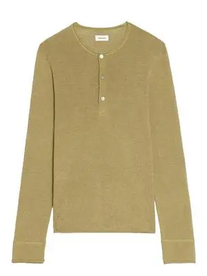 Zadig&Voltaire Cotton And Linen Henley Sweater - Olive