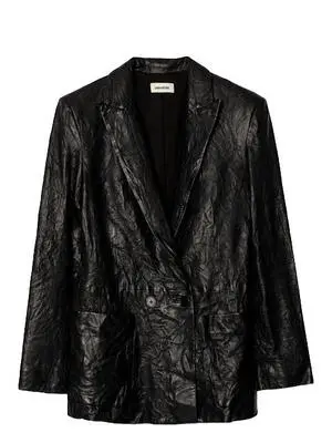 Zadig&Voltaire Crinkled Leather Visco Jacket - Black