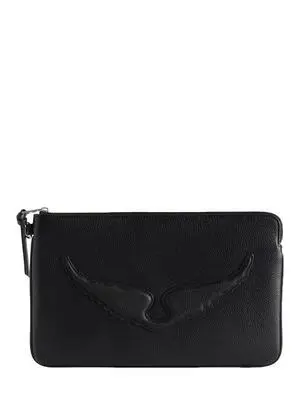 Zadig&Voltaire Grained Leather Zip Clutch - Black