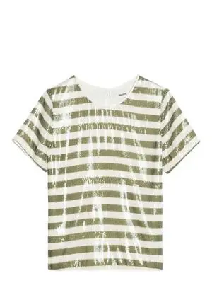 Zadig&Voltaire Tchao Sequin-striped Top - Moss